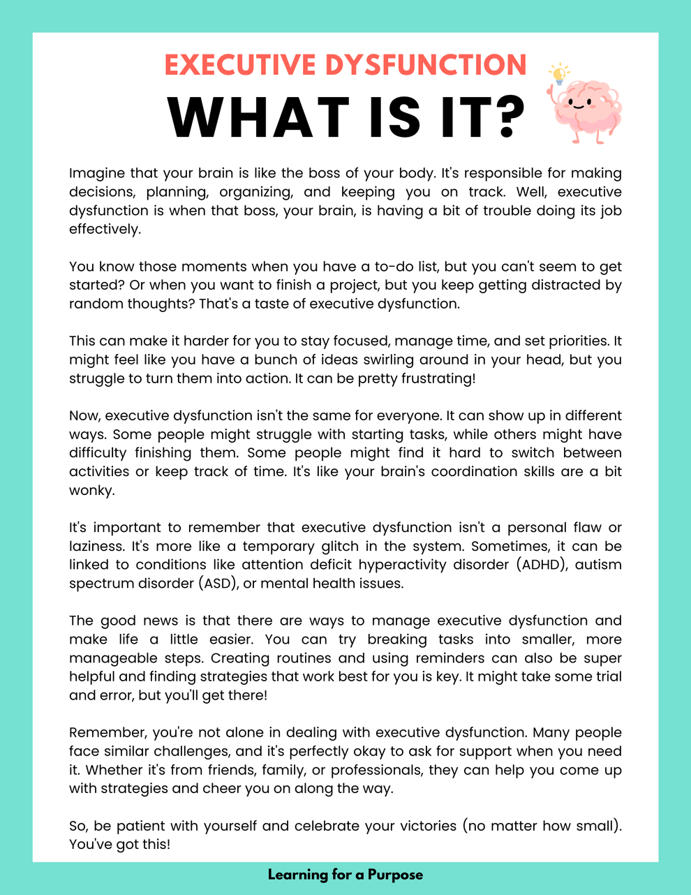 Executive Functions Foundations: Supporting Daily Life Skills Workbook ...