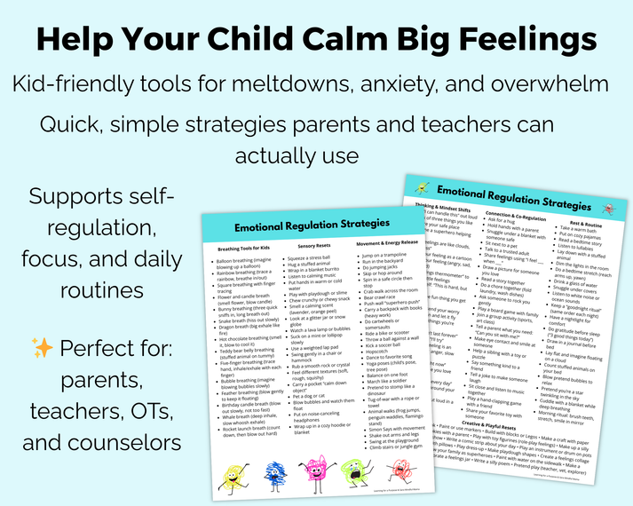 Emotional Regulation for Kids Quick Reference Guide – Learning For a ...