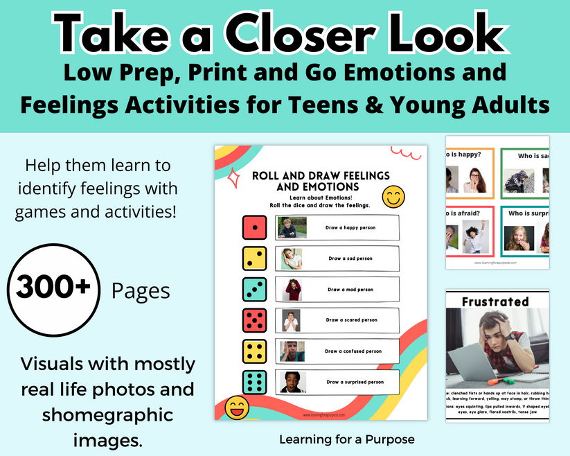 Emotions and Feelings Activity Bundle for Teens and Young Adults ...