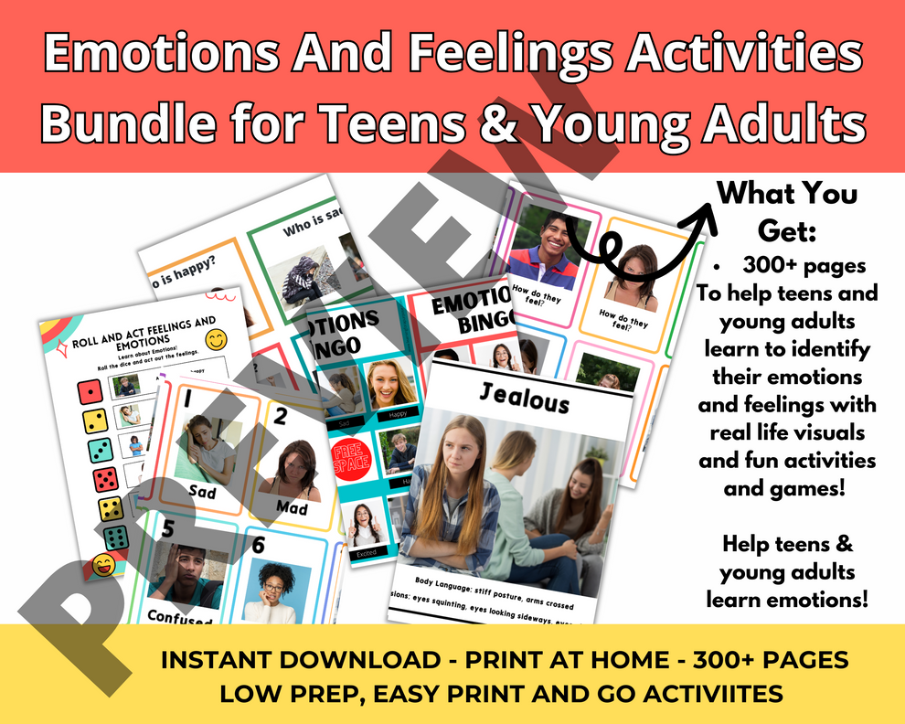 Emotions and Feelings Activity Bundle for Teens and Young Adults ...