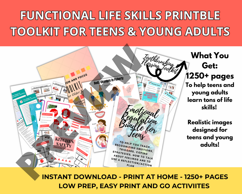 Functional Life Skills Printable Bundle Toolkit for Teens and Young Ad ...