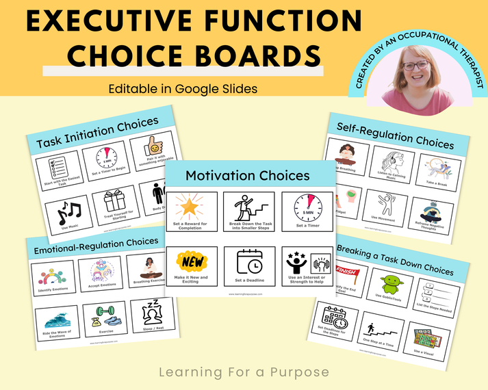 Executive Function Choice Boards (Editable) – Learning For a Purpose