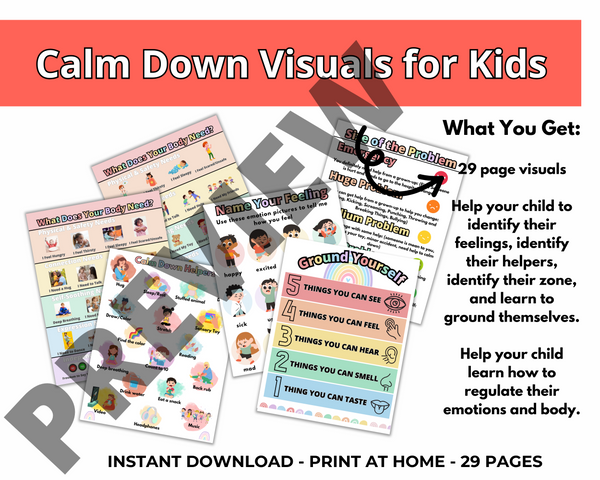 Calm Down Visuals For Kids Bundle – Learning For a Purpose